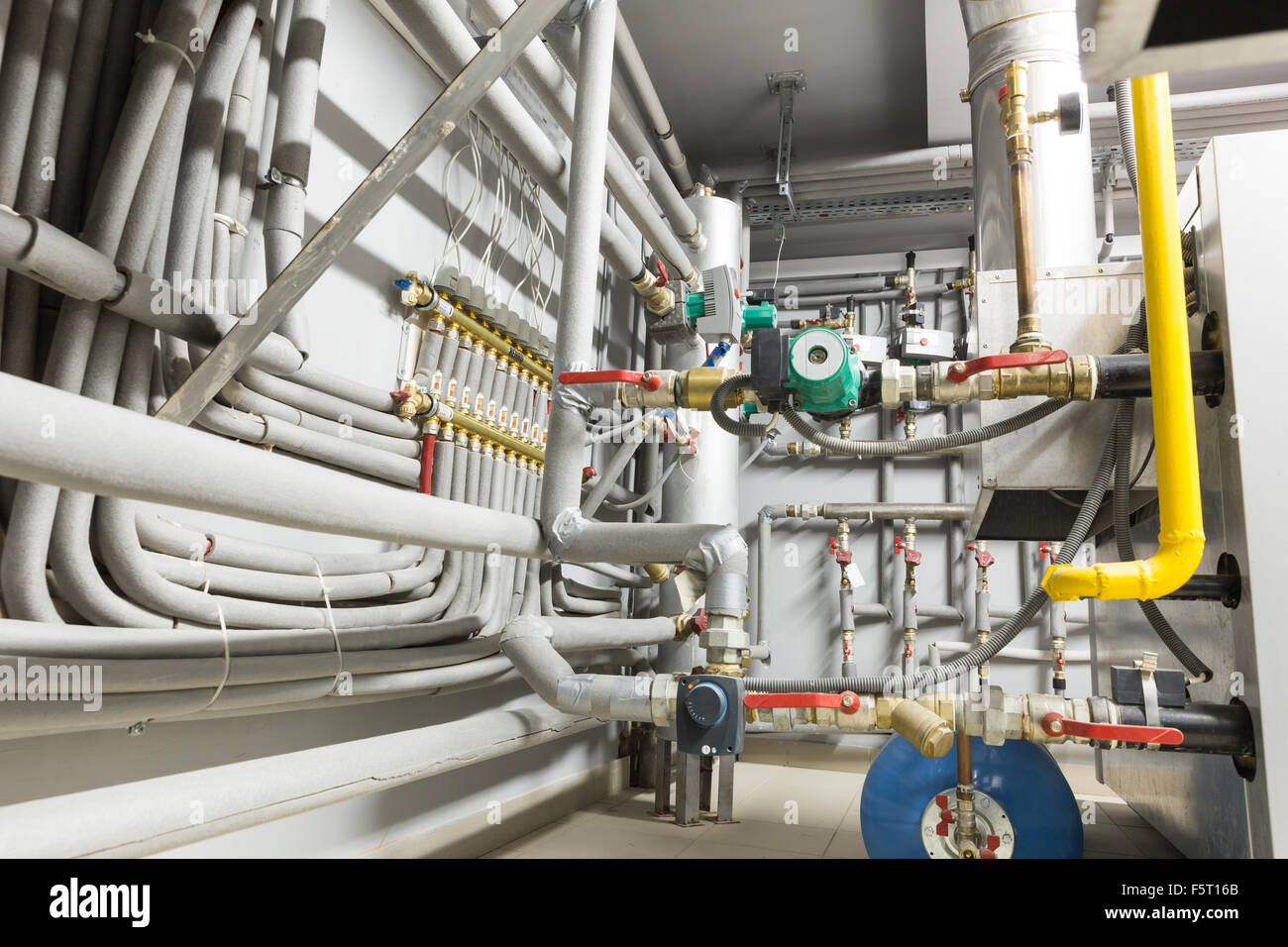 Pipes of the boiler room image Stock Photo - Alamy
