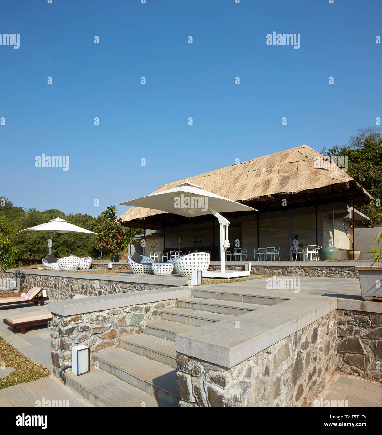 Overall view towards pool house. Shillim Resort, Maharastra, India ...