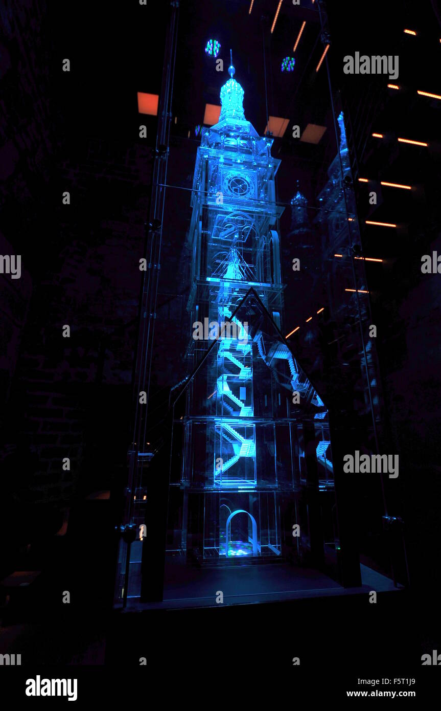 Glass model of the bell tower White Tower, Hradec Kralove, glass ...