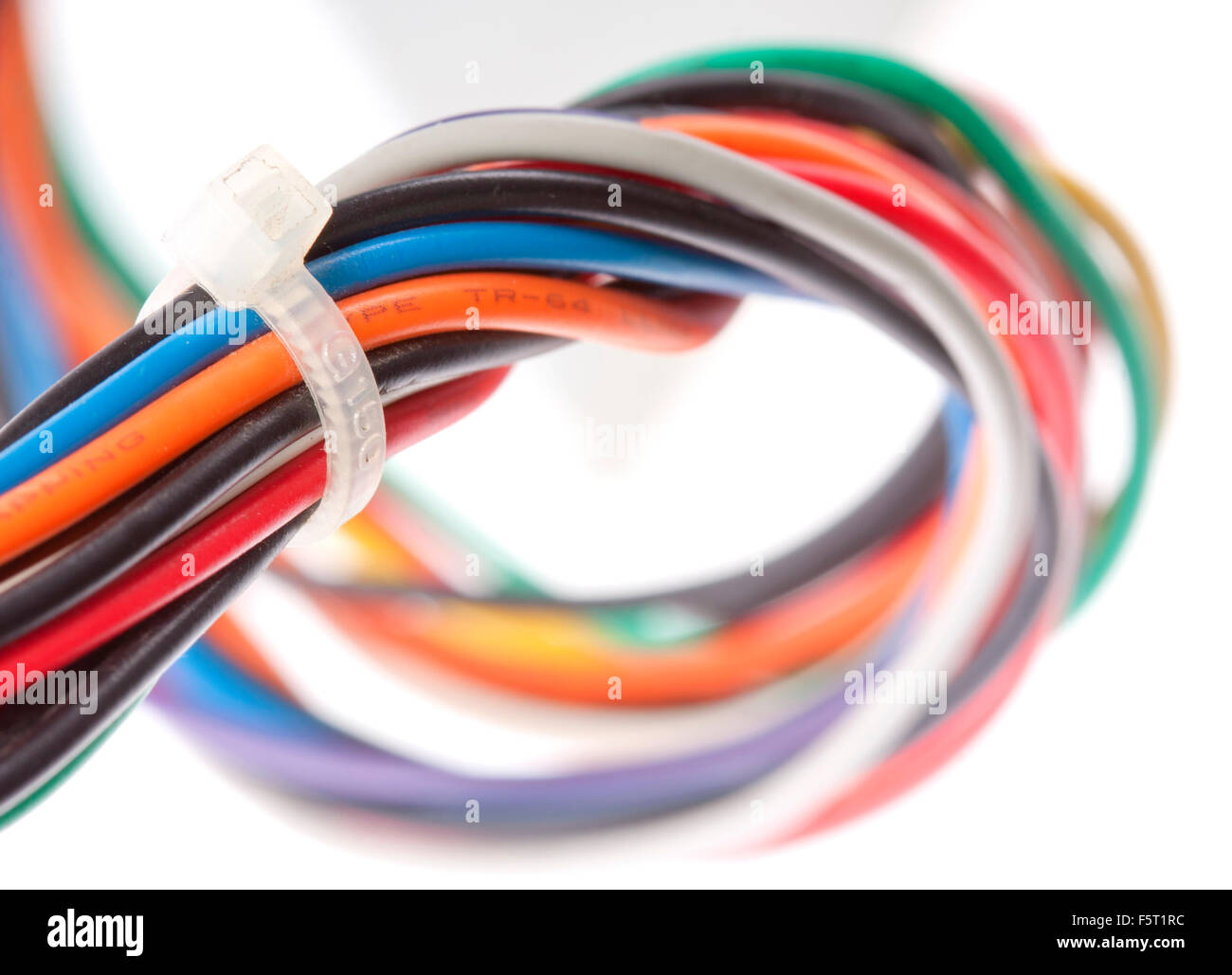 Close-up of colorful electrical cables. Isolated on white Stock Photo ...