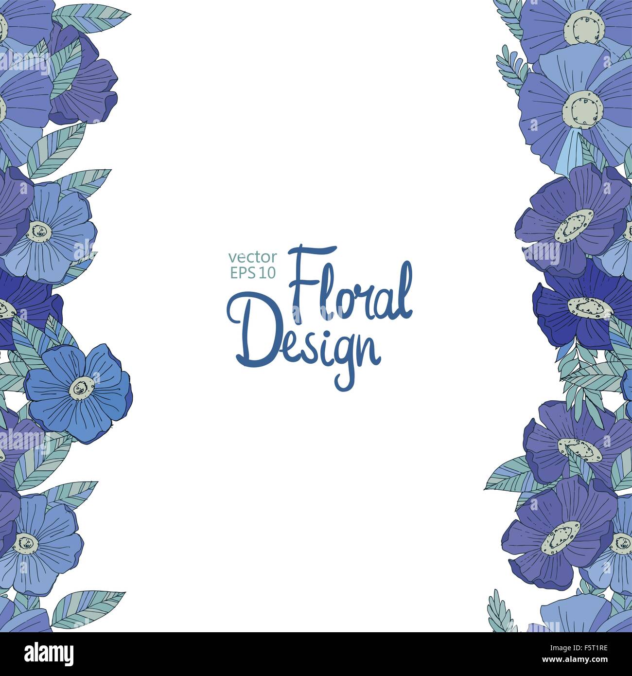 Blue floral border made with wildflowers Stock Vector Image & Art - Alamy