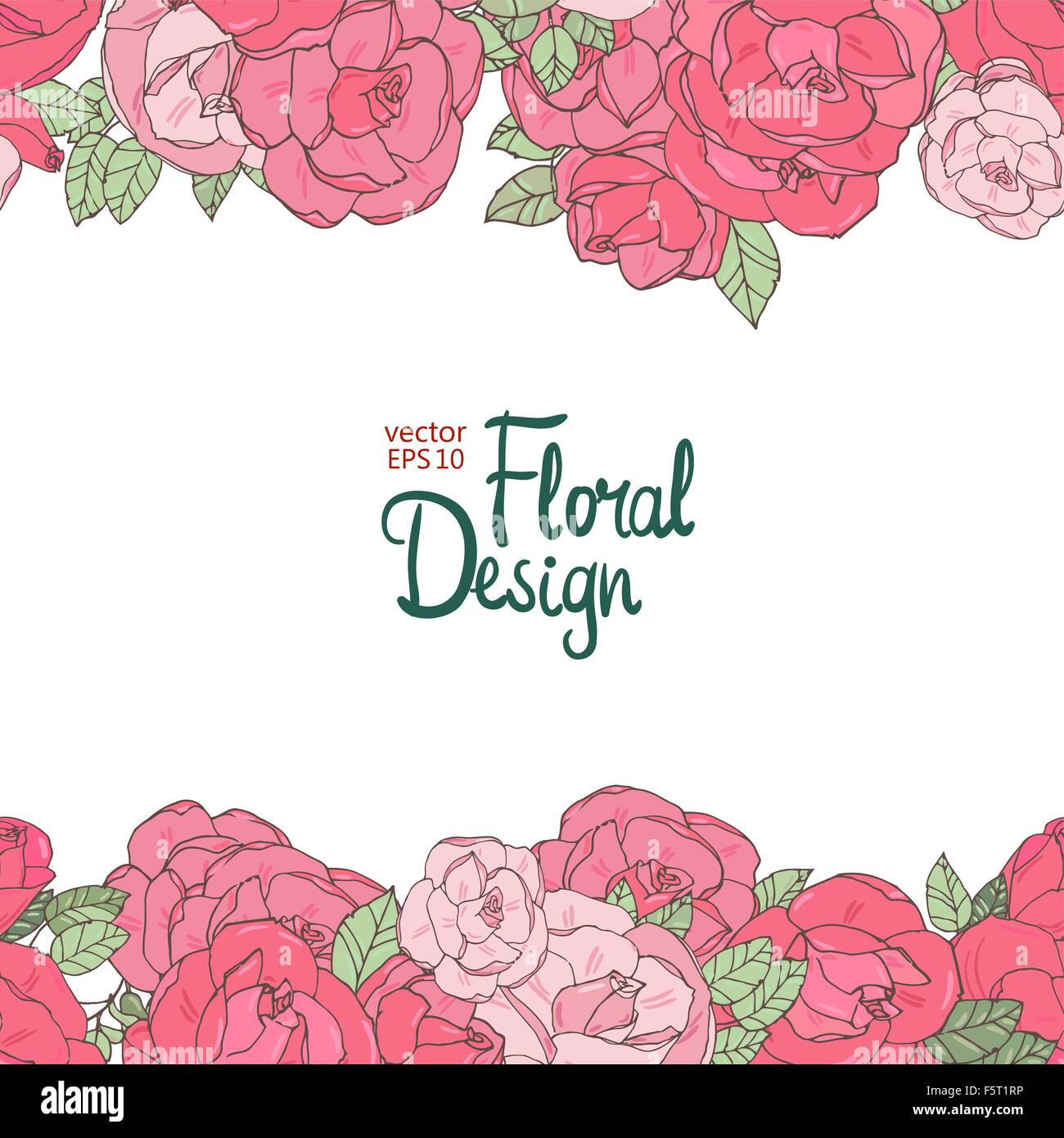 Vintage wedding border with pink roses Stock Vector Image & Art - Alamy