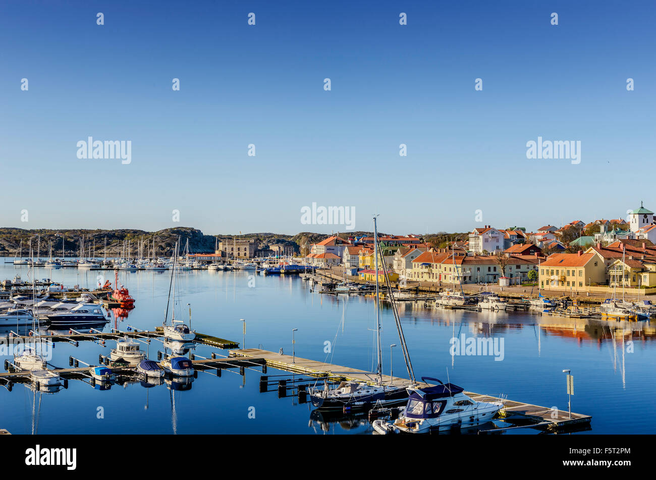 Sweden, West Coast, Bohuslan, Marstrand, Aerial view of fishing village Stock Photo - Alamy