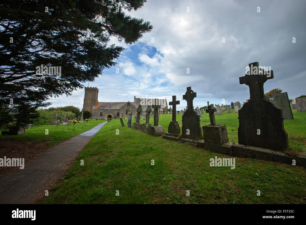 St Carantoc's church and grave yard in the village of Crantock in ...
