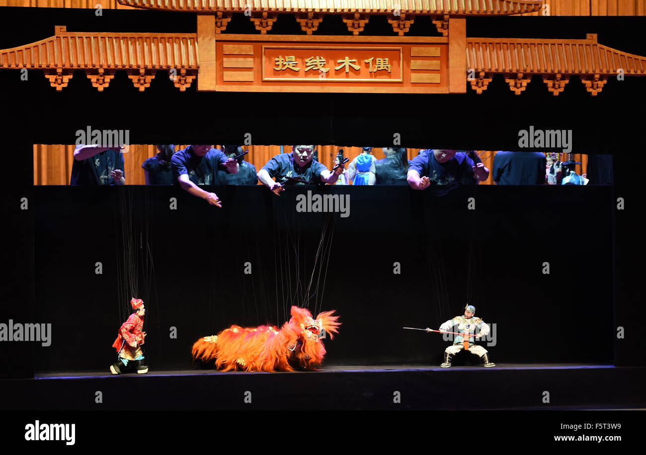 Quanzhou, China's Fujian Province. 9th Nov, 2015. Members of a puppet ...