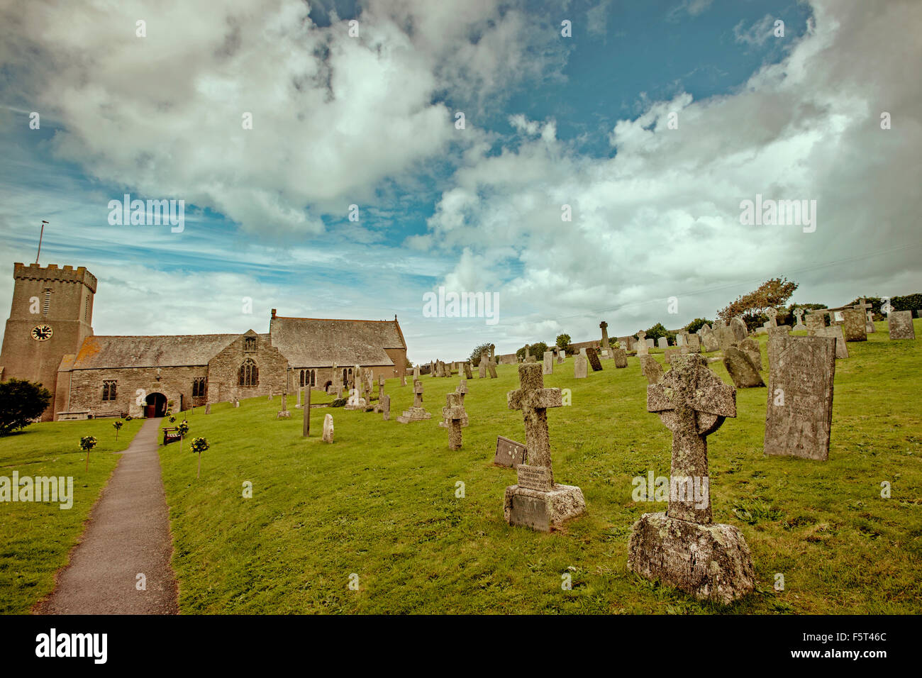 St Carantoc's church and grave yard in the village of Crantock in ...