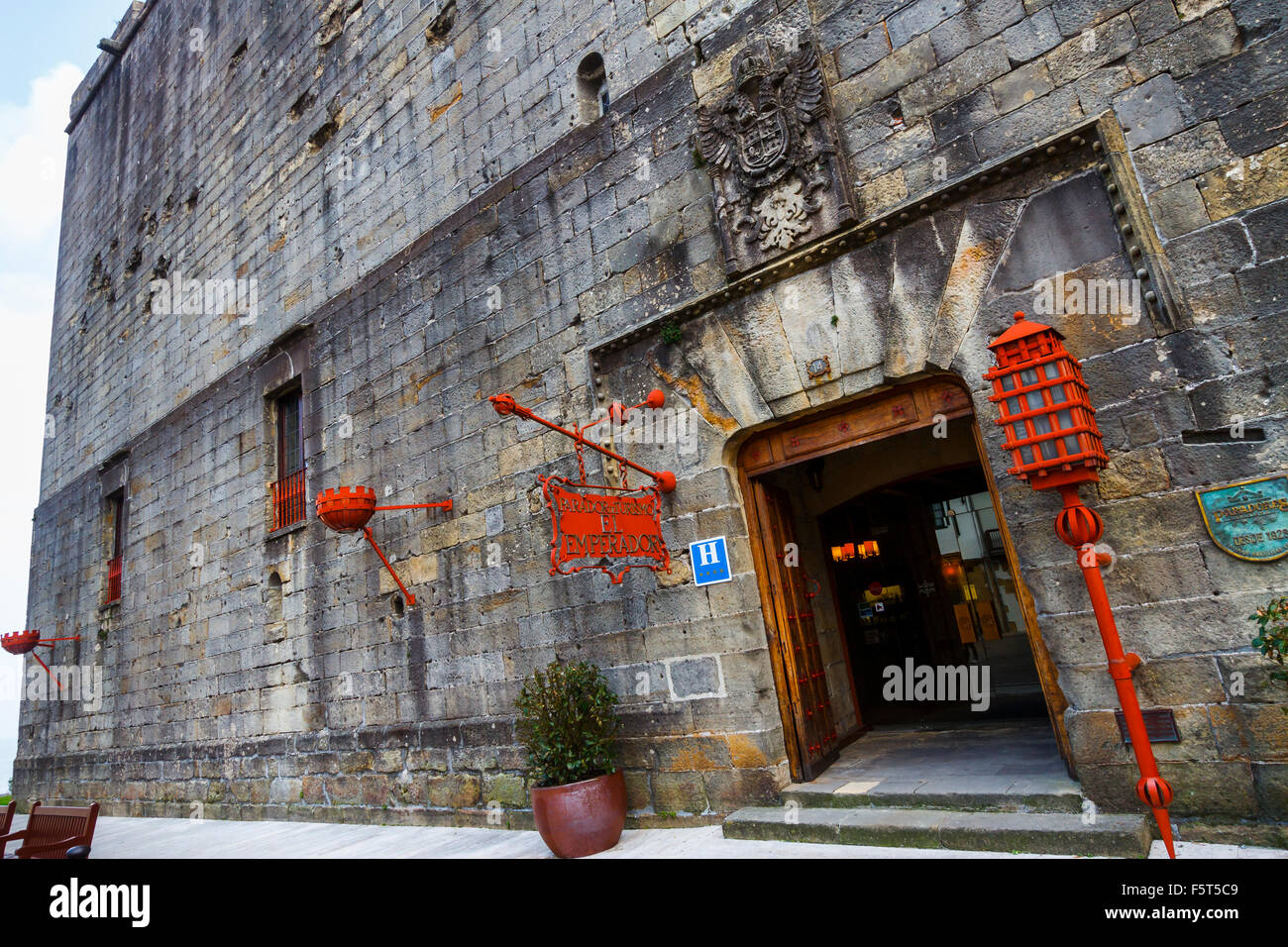 Tourist Hotel facade (Carlos V castle, X century). Hondarribia ...