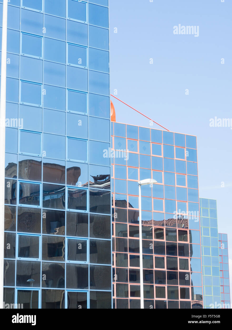 Glass reflection colored. Reflection in glass office building Stock ...