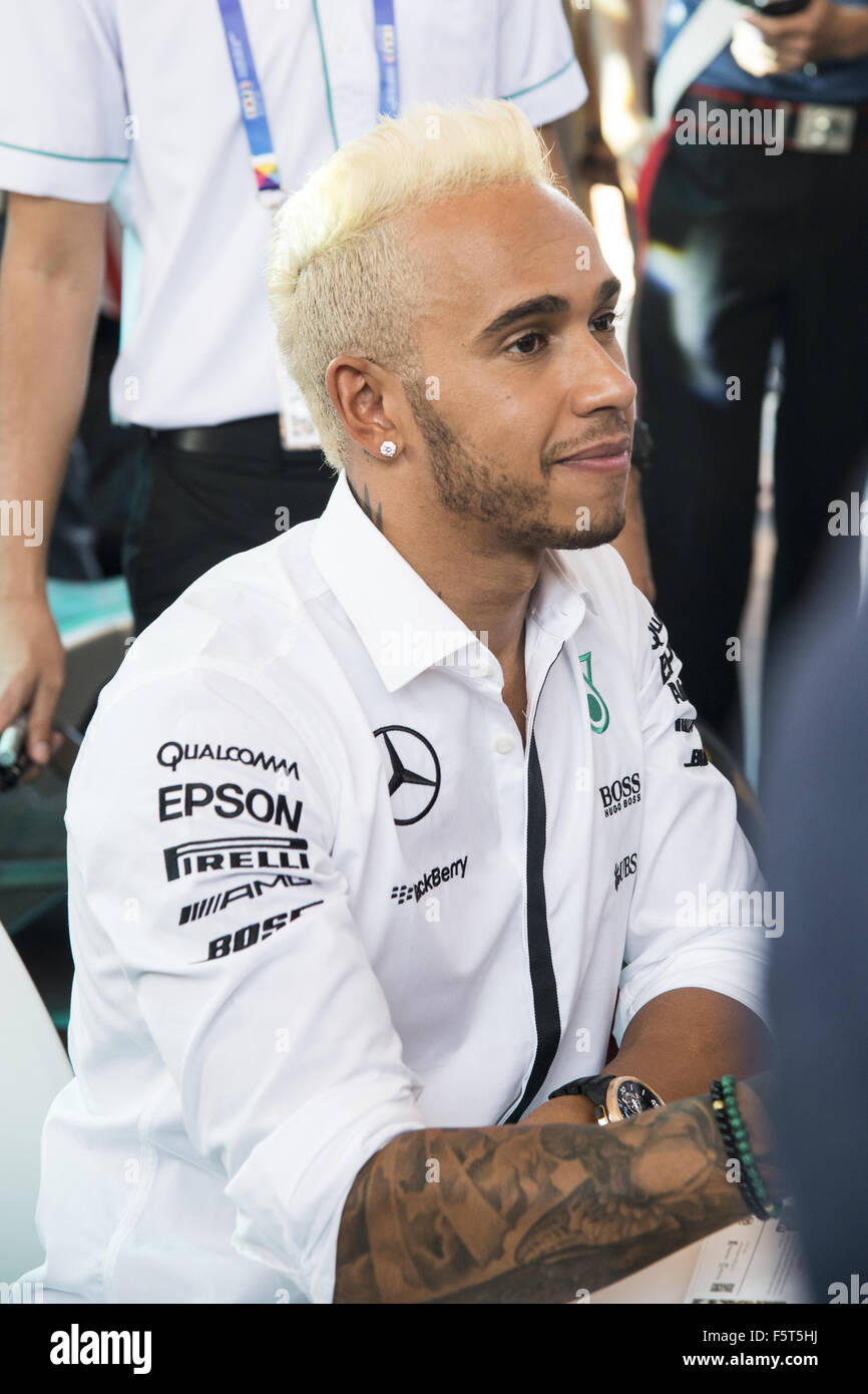 Lewis Hamilton makes an appearance at the Malaysia Pavilion during ...