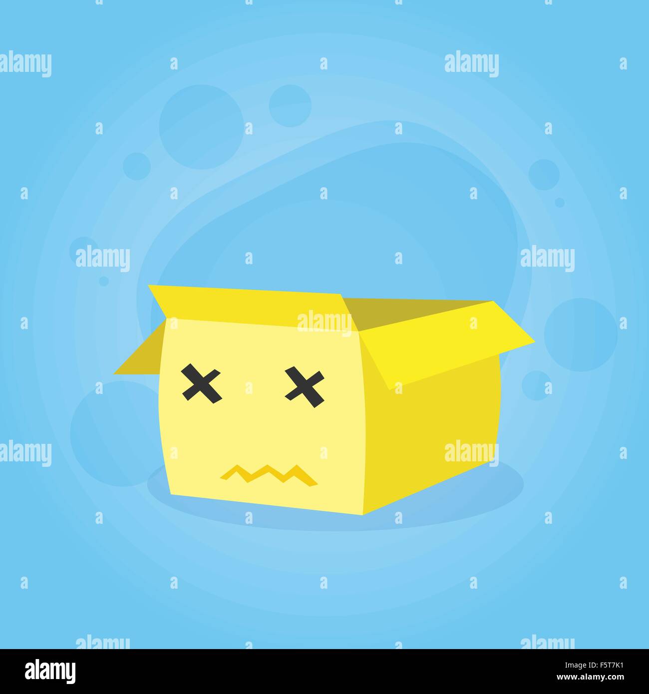 Cardboard Box Yellow Cartoon Character Sad Unhappy Face Stock Vector ...