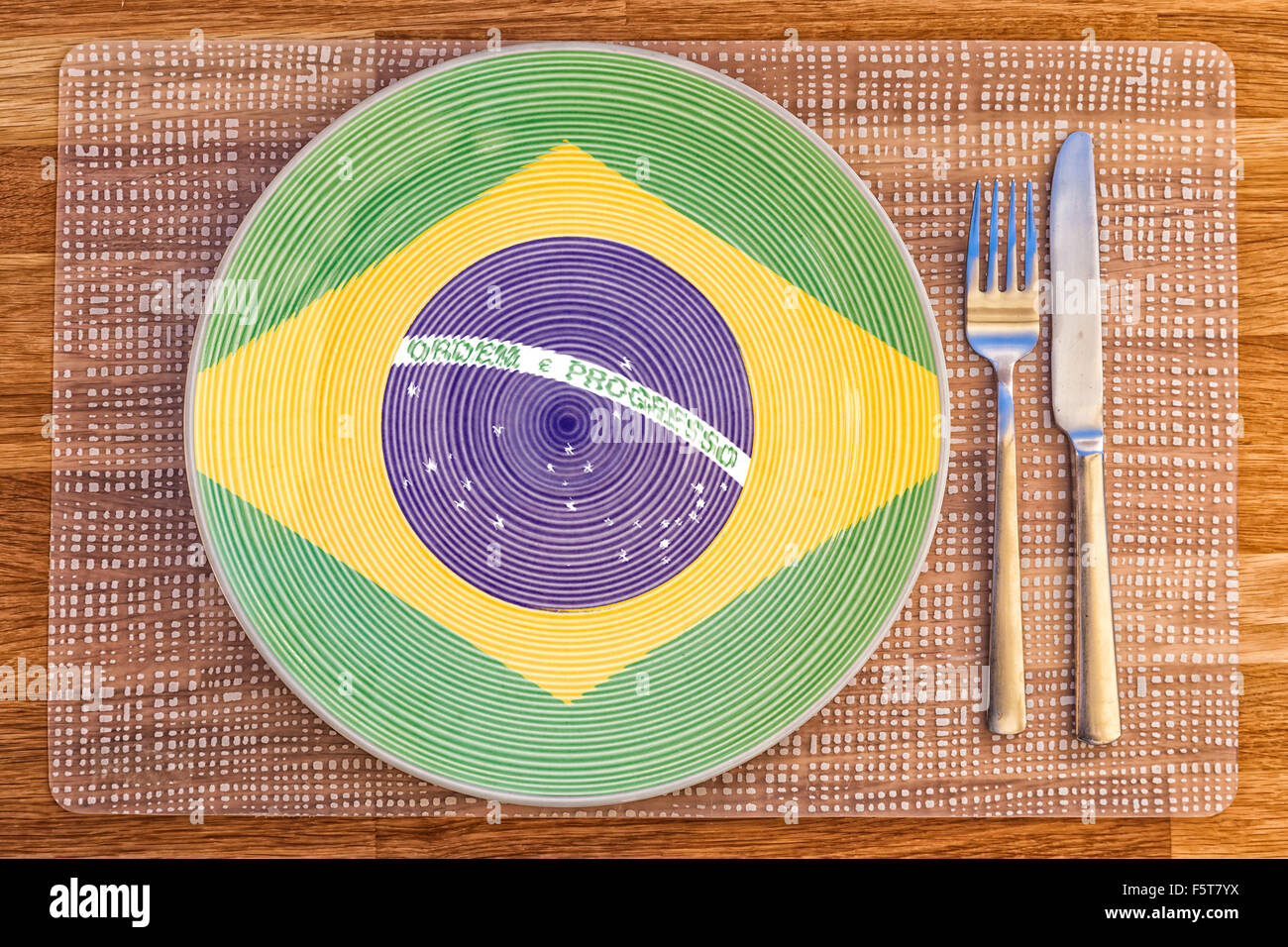 Dinner plate with the flag of Brazil on it for your international food ...