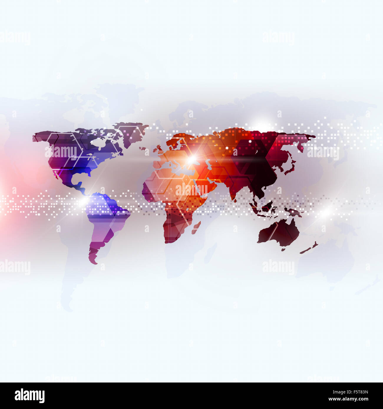 abstract multicolor background with square dots and world map Stock ...