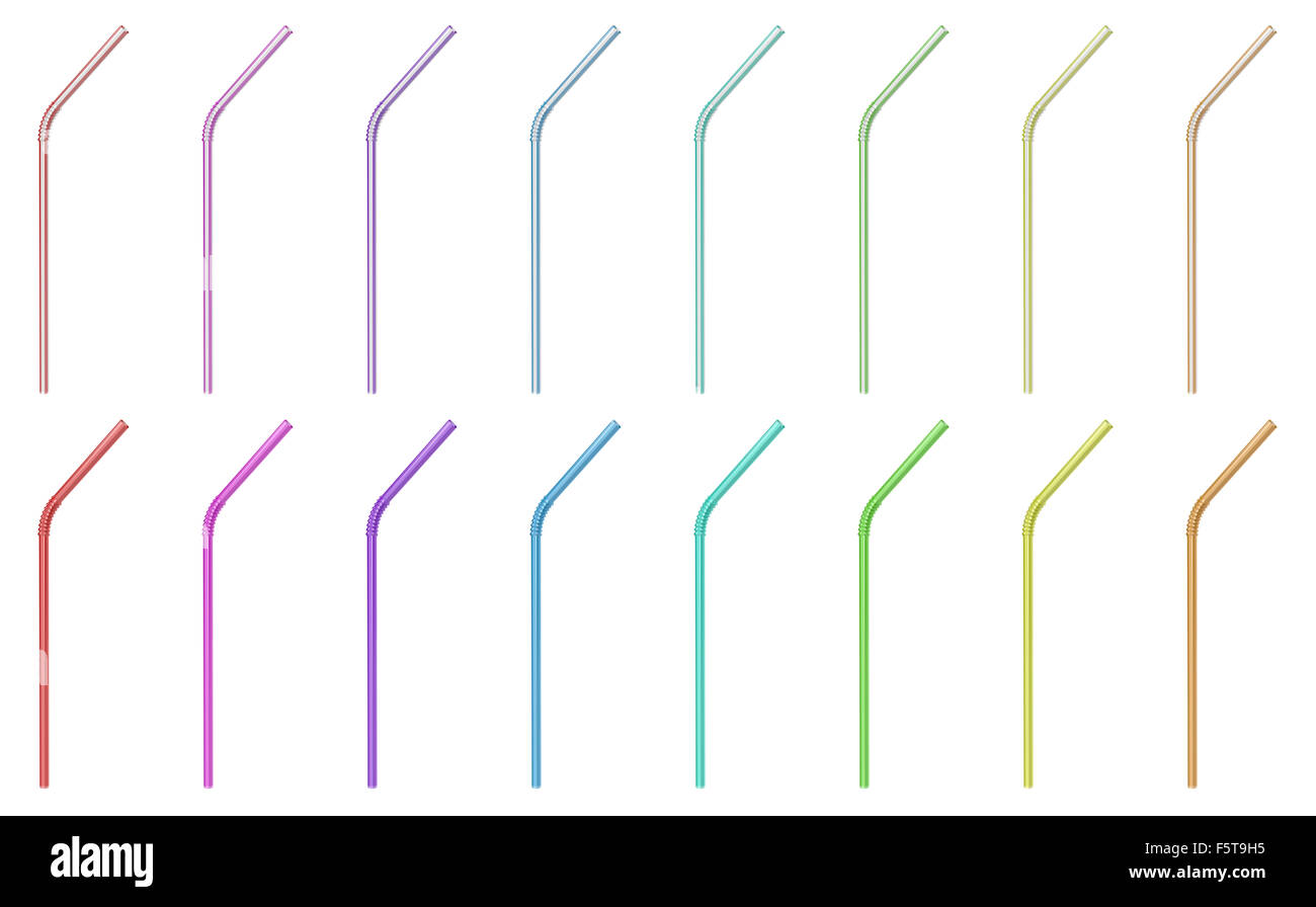 Drinking straws with different colors isolated on white background ...