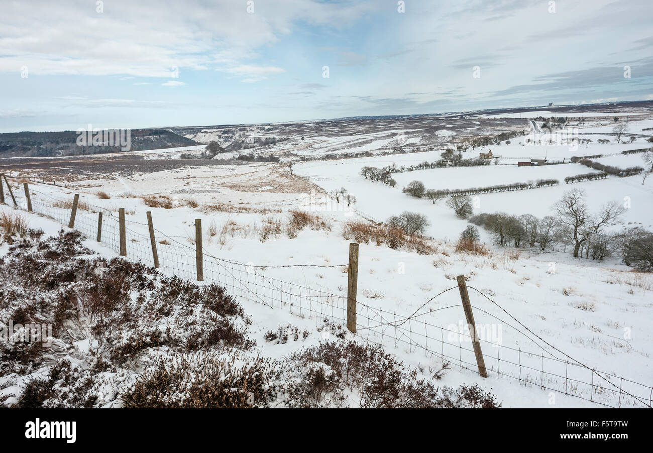 Snow over the North York Moors national park highlighting the rolling ...