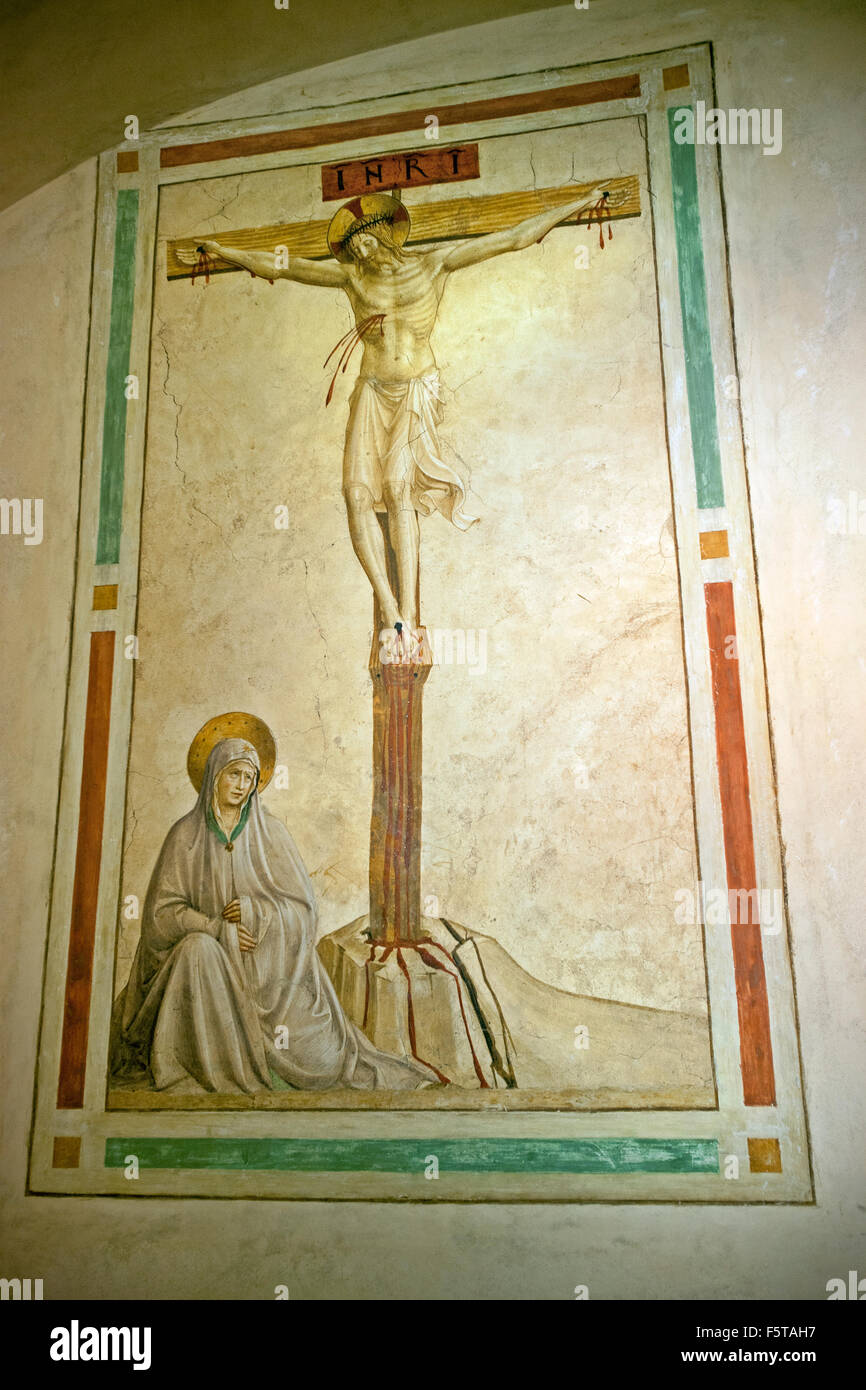 ANGELICO, Fra Friar Angelico,Crucifixion with St Dominic Flagellating Himself (Cell 20) of the ...
