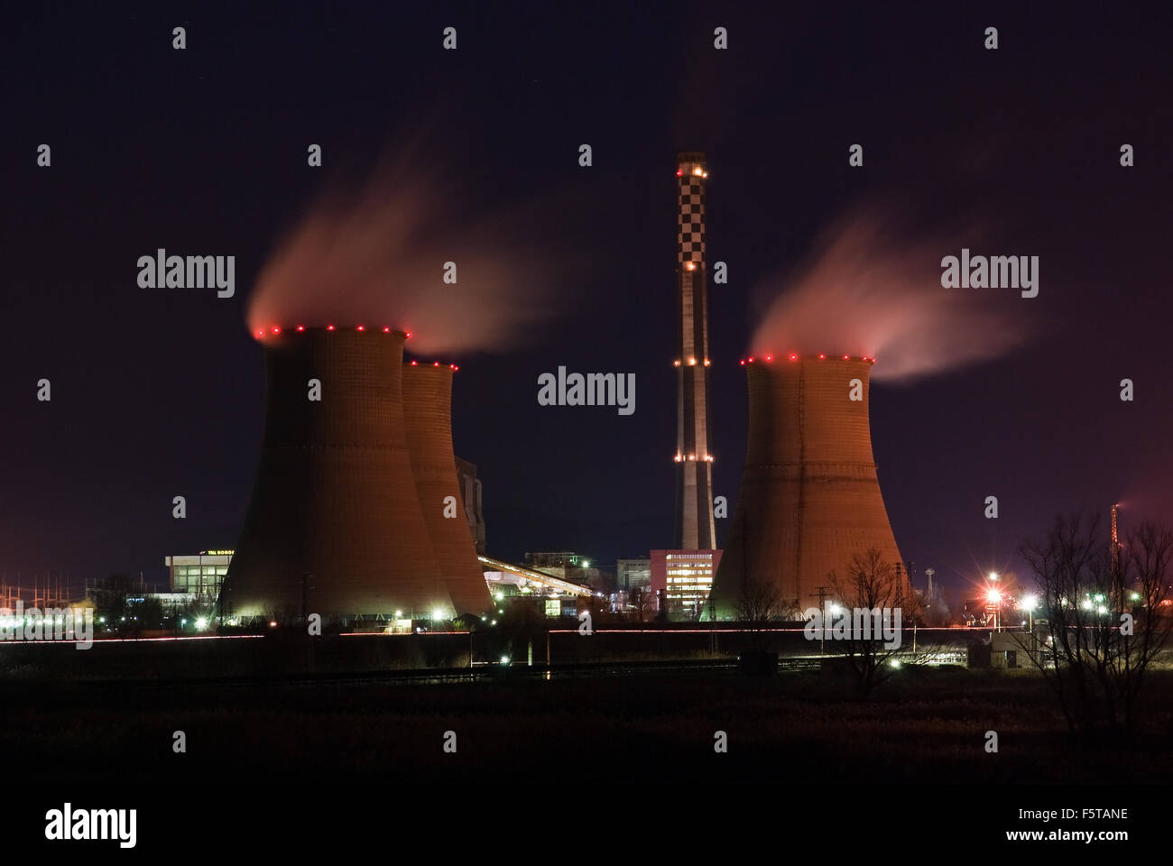 Power Plant at night Stock Photo - Alamy