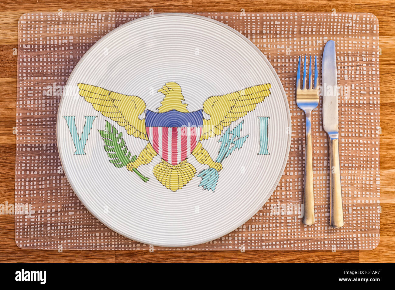 Dinner plate with the flag of the Virgin Islands on it for your ...