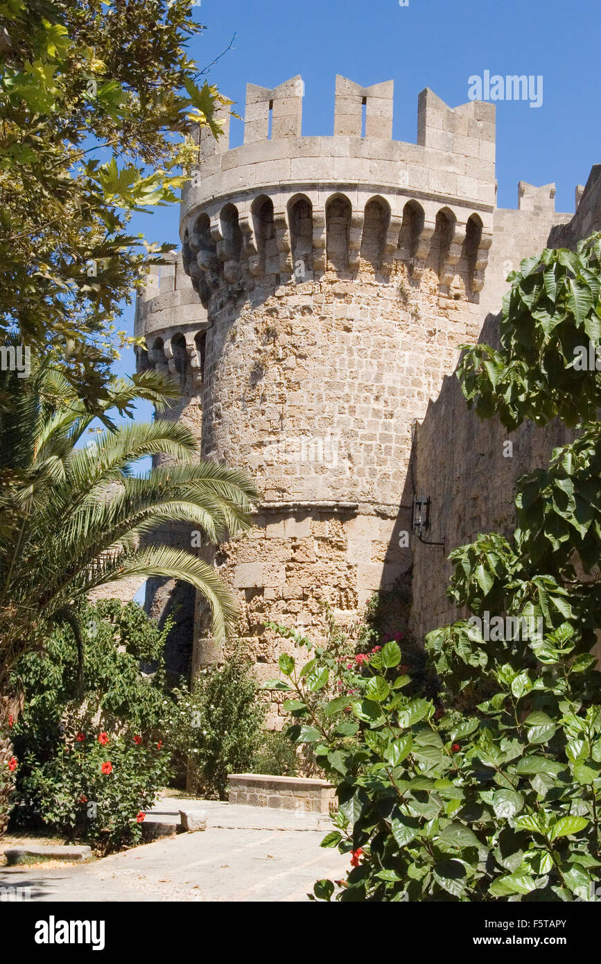 Tower in Rodos castle - side view, Greece Stock Photo - Alamy