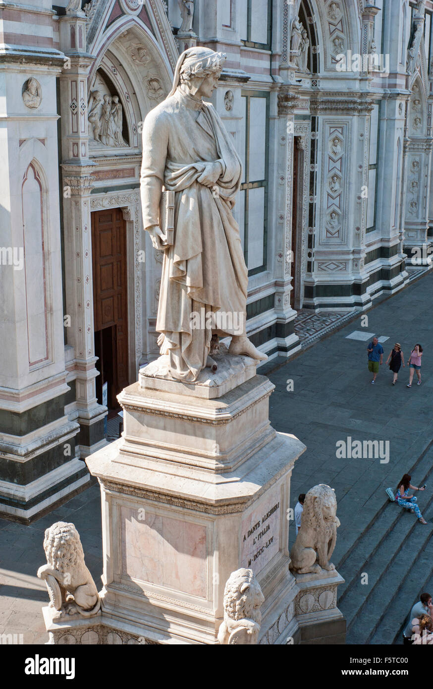 Dante Alighieri statue next to Santa Croce church Florence Italy eye ...