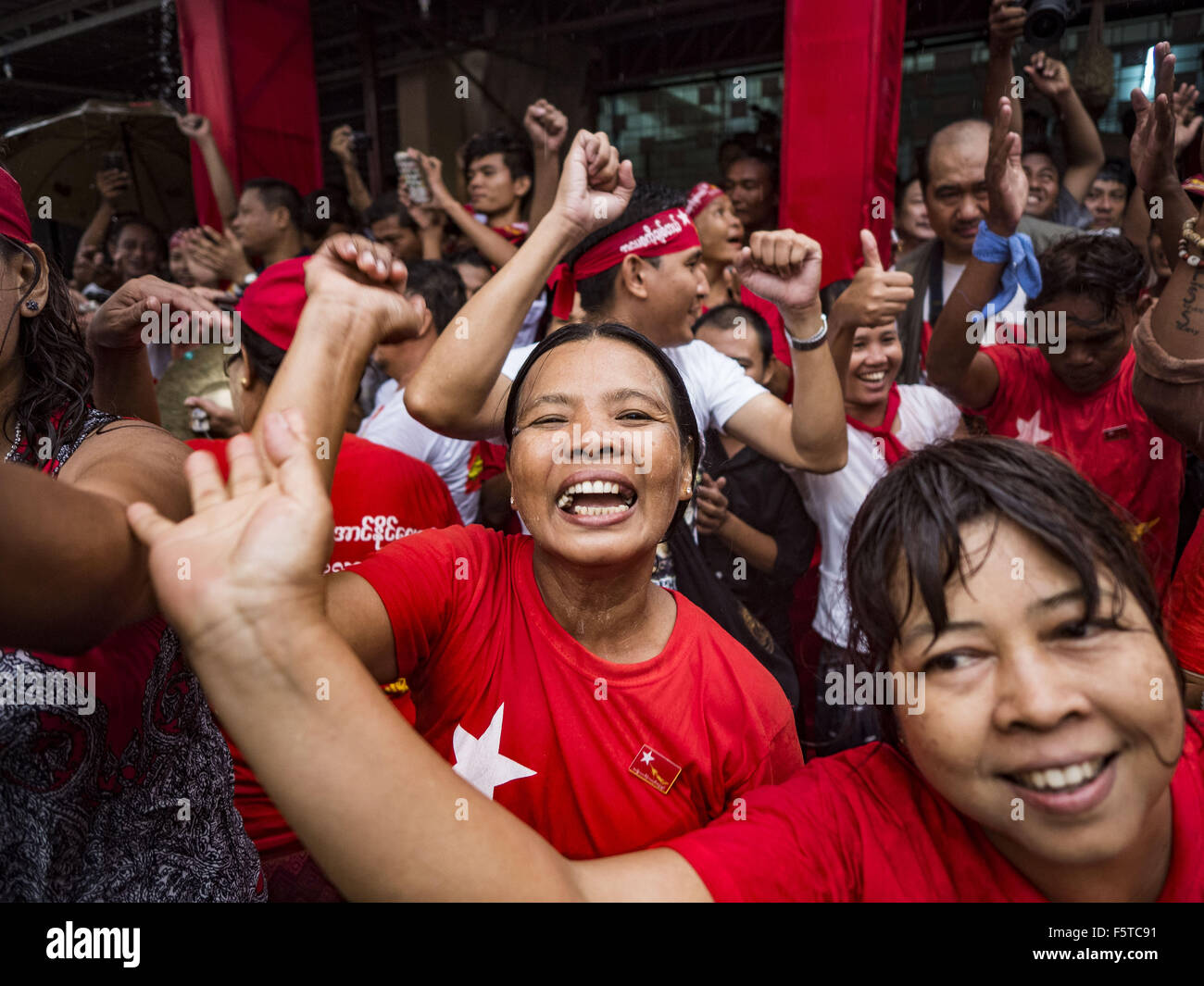Yangon, Yangon Division, Myanmar. 9th Nov, 2015. People dance in the ...
