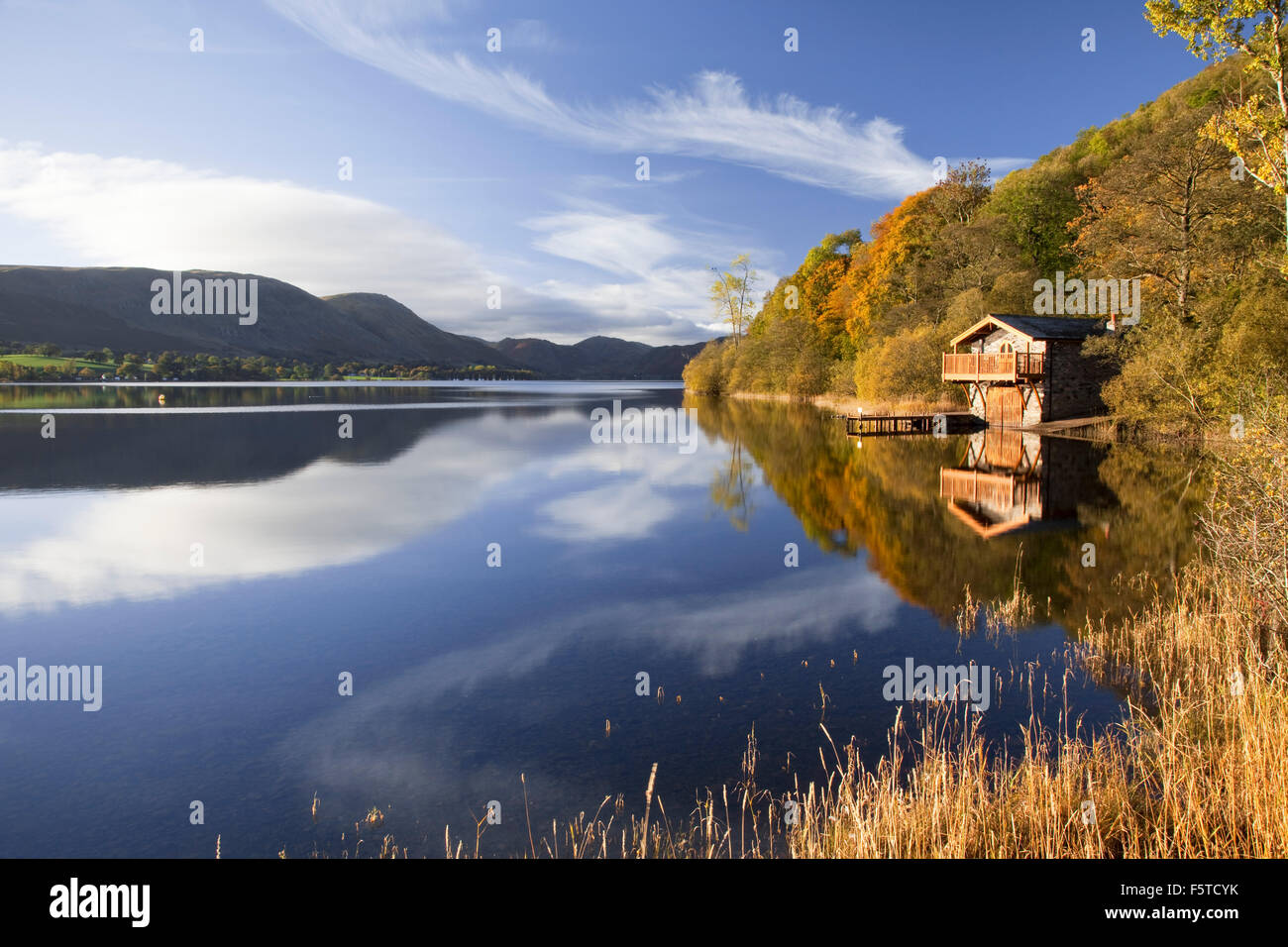 Boathouse on Ullswater near Pooley Bridge Lake District national park ...