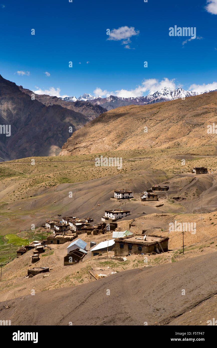 India, Himachal Pradesh, Spiti, Hikkim, high altitude village amongst ...