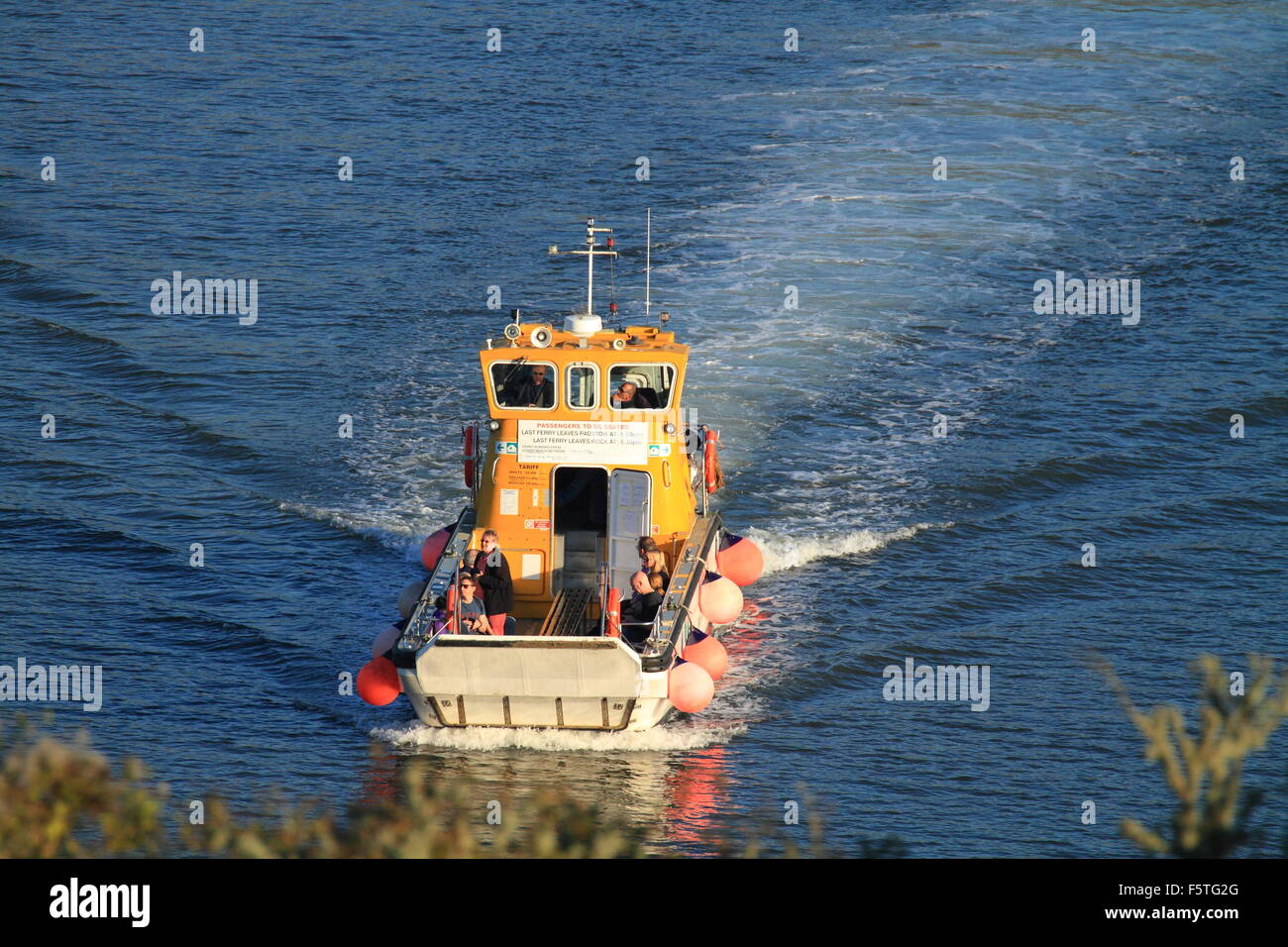 Rock ferry at low tide in autumn at the Camel Estuary on route to/from ...