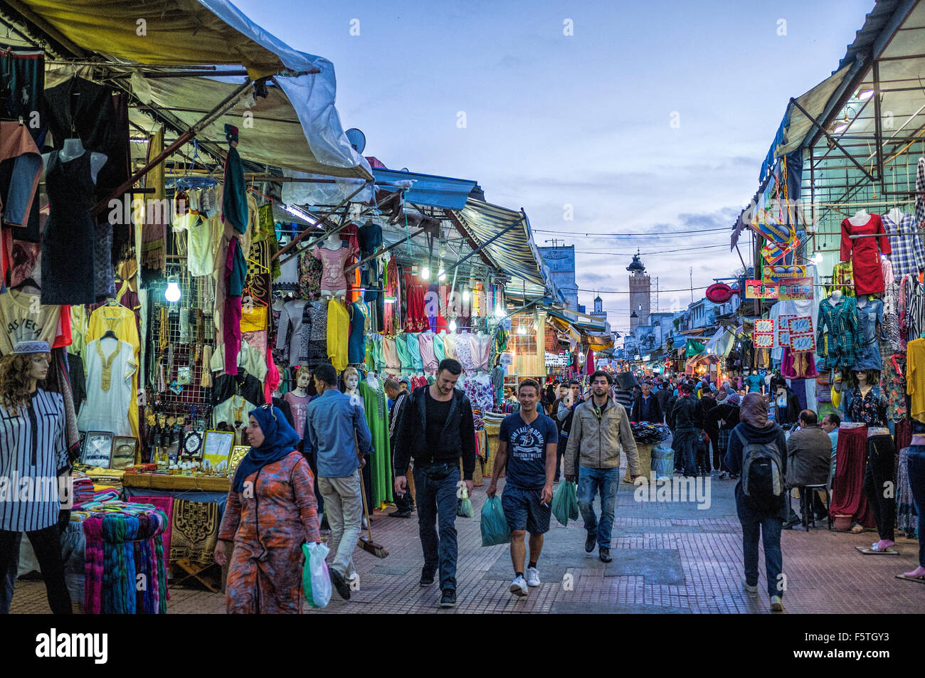 People and shops on the Medina streets, Rabat, Morocco Stock Photo - Alamy