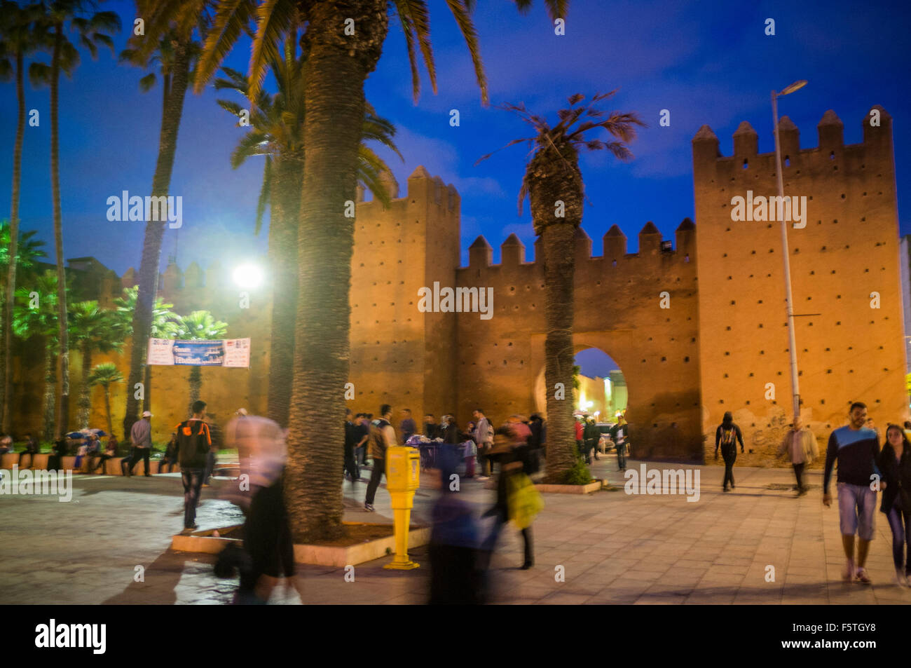 Medina walls and gate, Bab el Had Square, Rabat, Morocco Stock Photo ...