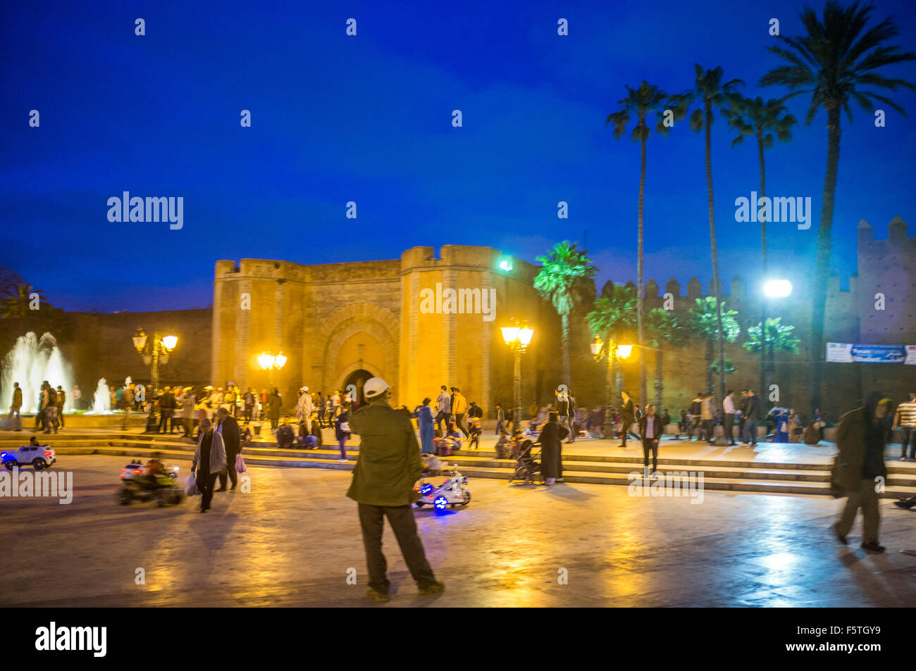 Medina walls and gate, Bab el Had Square, Rabat, Morocco Stock Photo ...