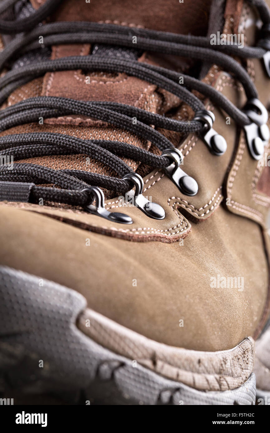 Closeup view of hiking boot Stock Photo - Alamy