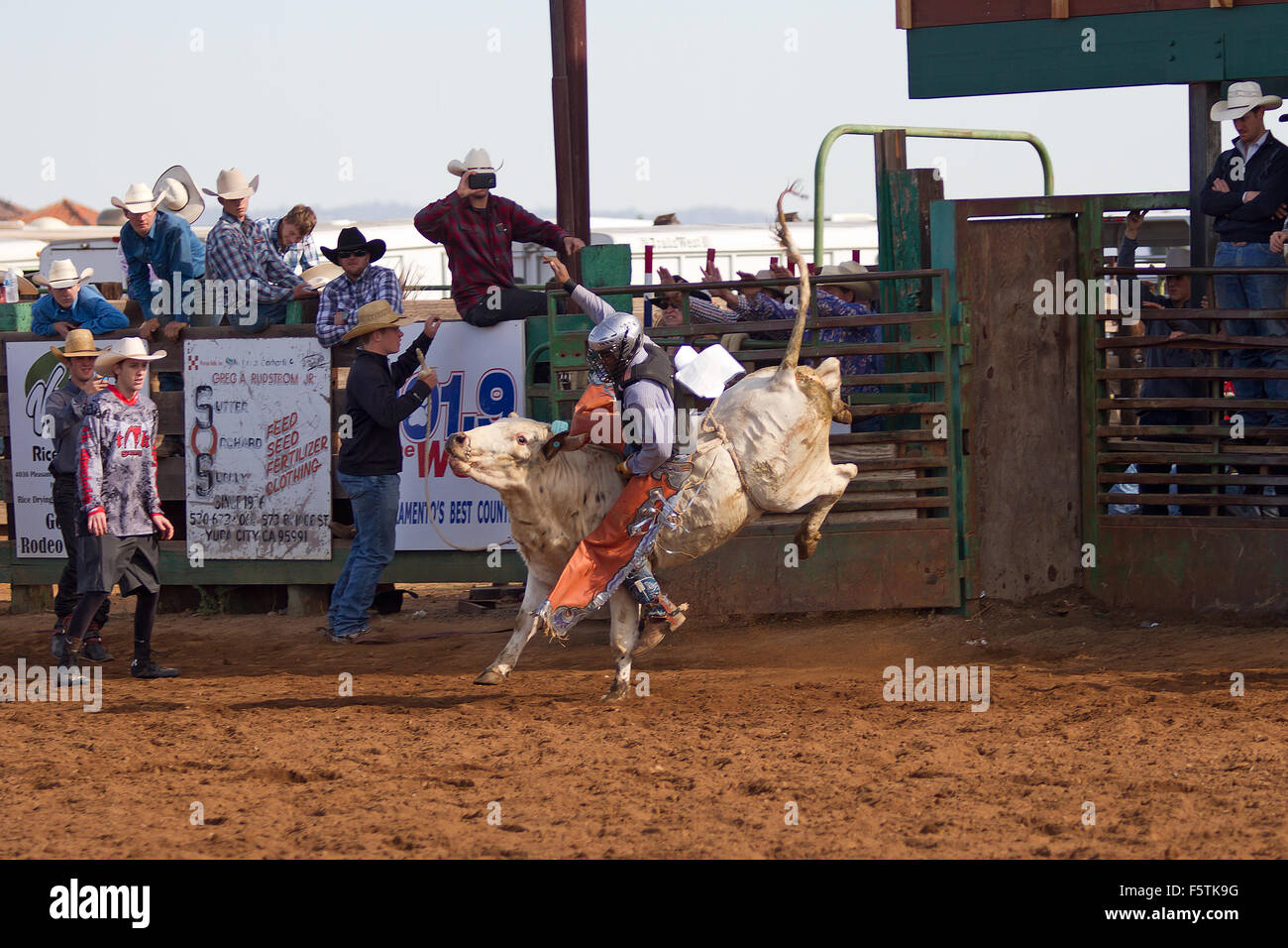 Young women compete in barrel racing at the Lincoln, California Rodeo ...