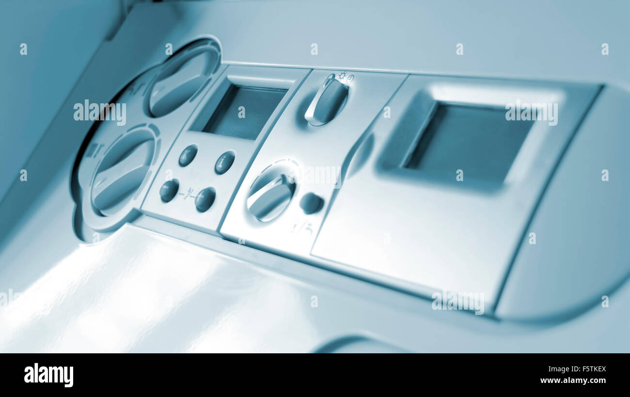 Control panel of gas boiler. Toned Stock Photo - Alamy
