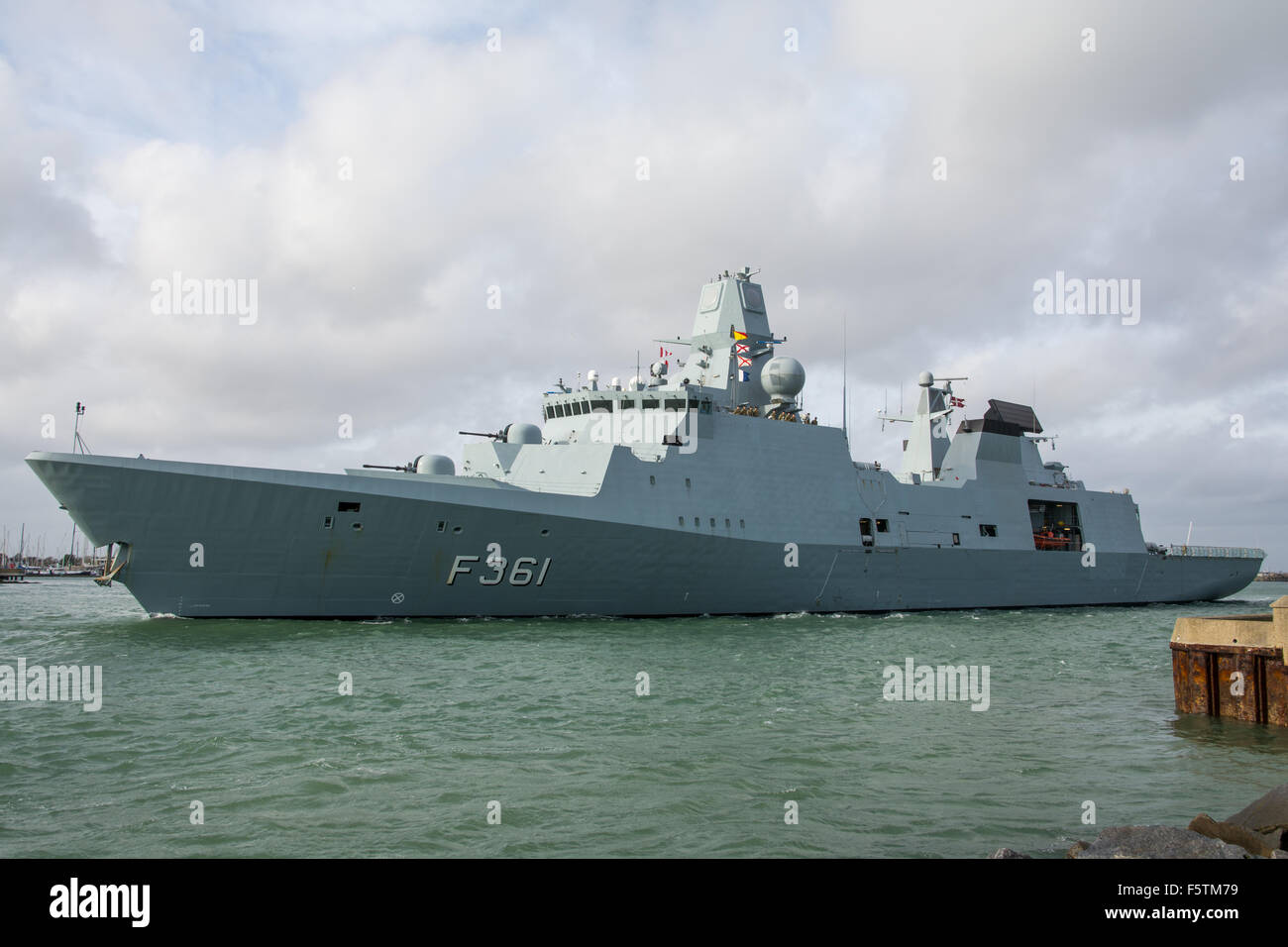 The Danish Navy Frigate HDMS Iver Huitfeldt leaving Portsmouth, UK on ...