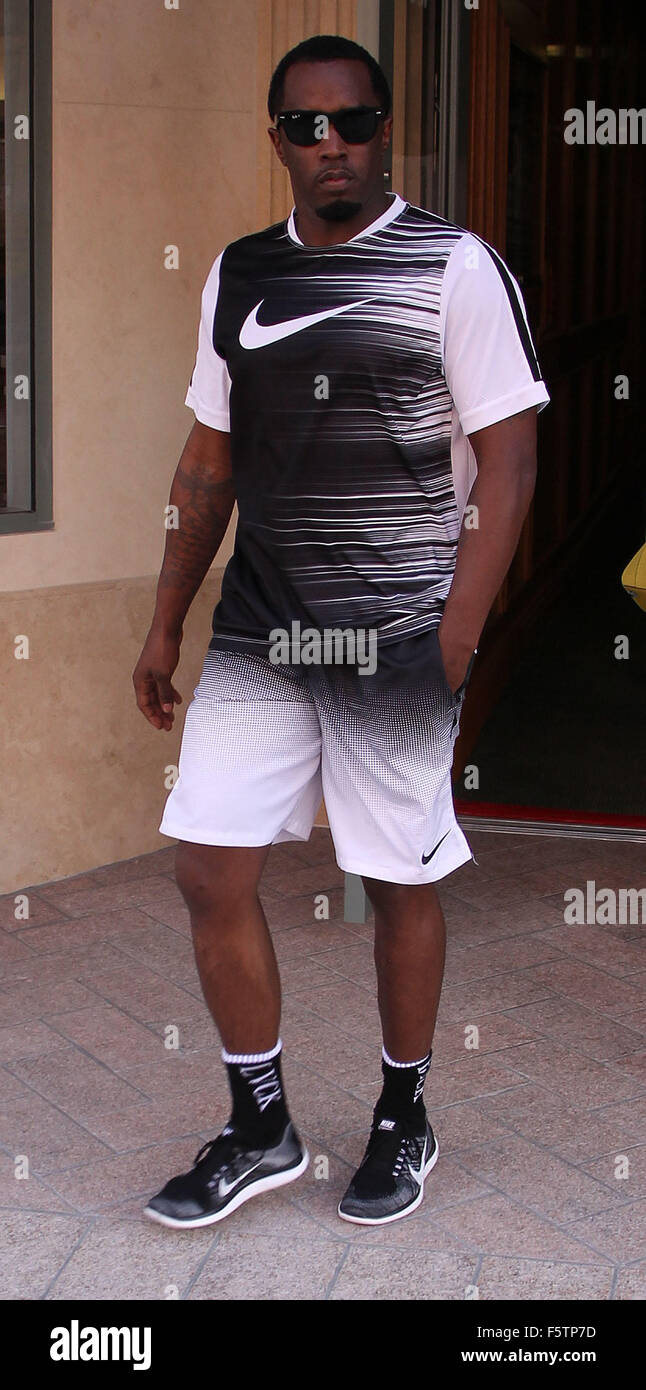 Sean Combs out and about in Beverly Hills dressed head to toe in Nike ...