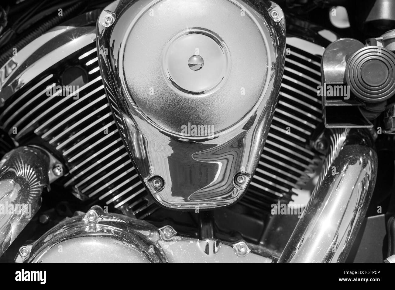 Closeup of chromed motorcycle engine Stock Photo - Alamy