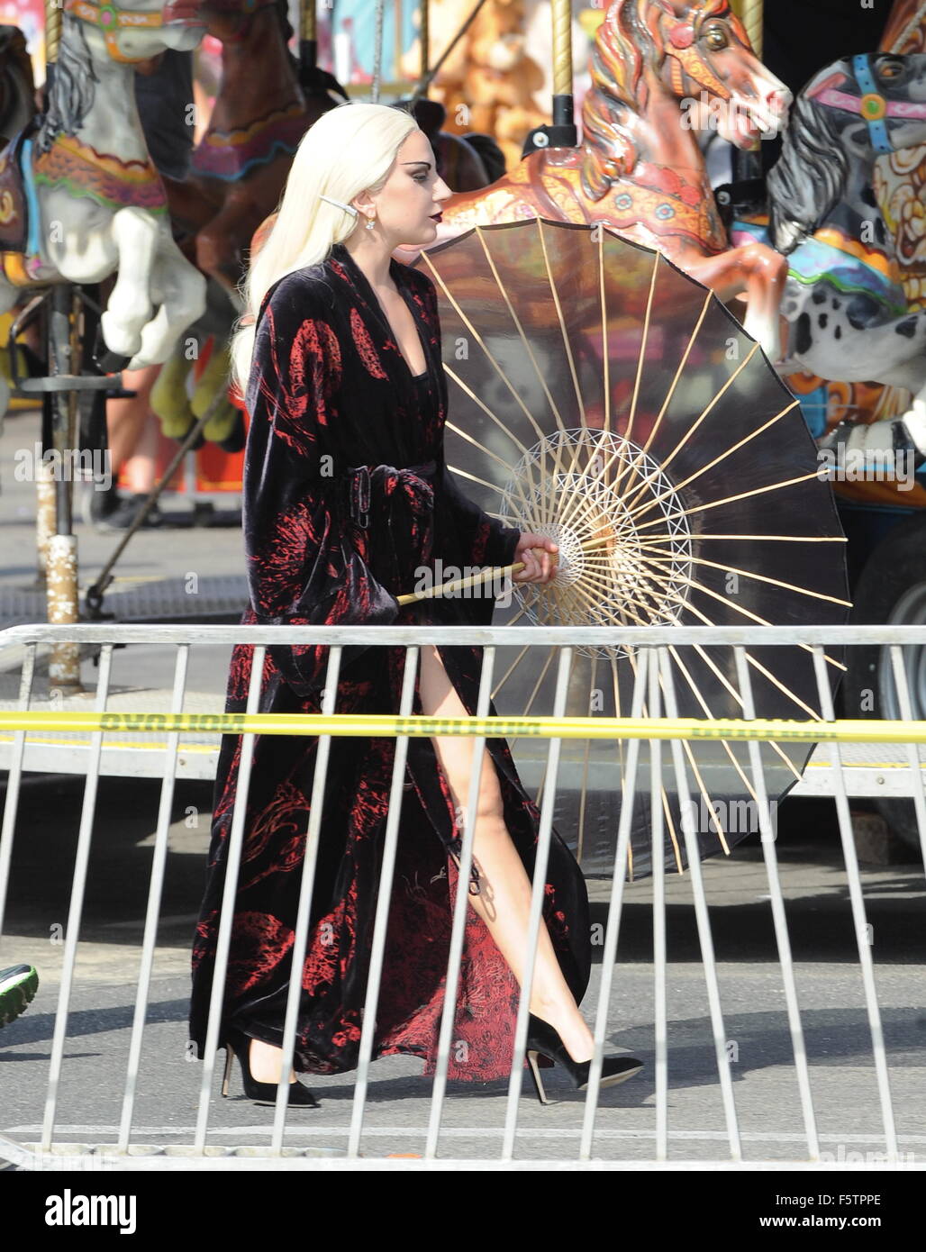 Countess Lady Gaga dress in all black for a beach carnival scene in ...
