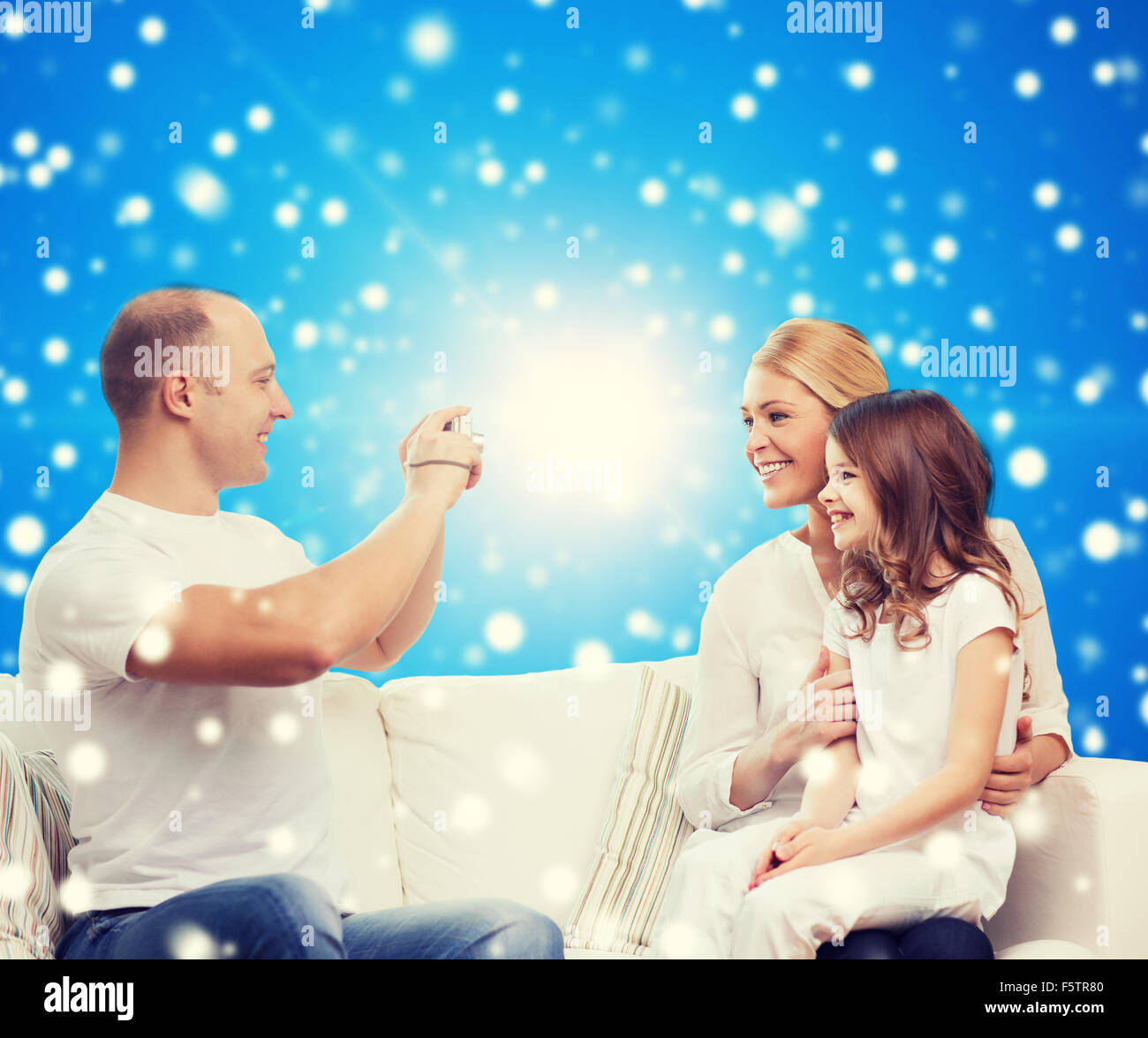 happy family with camera at home Stock Photo - Alamy
