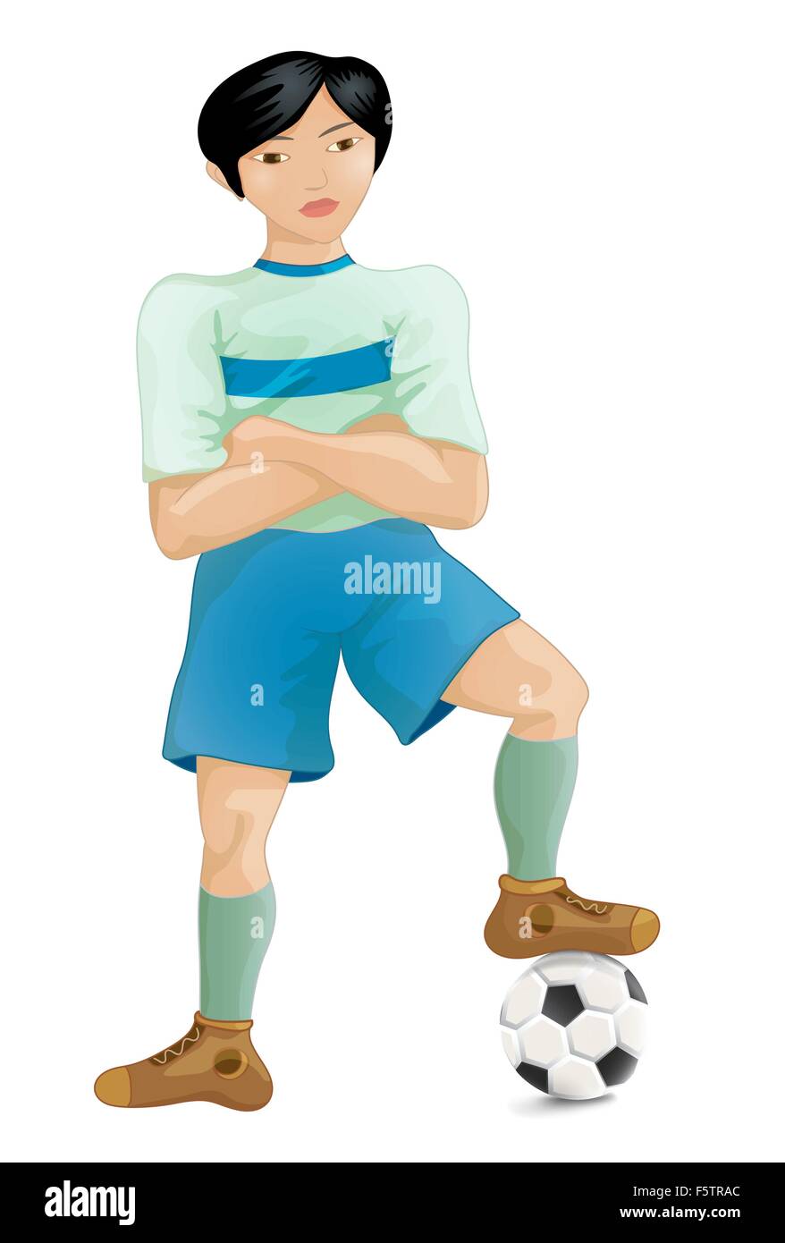 Soccer player of the South-East Asia pose a winner, cartoon character ...