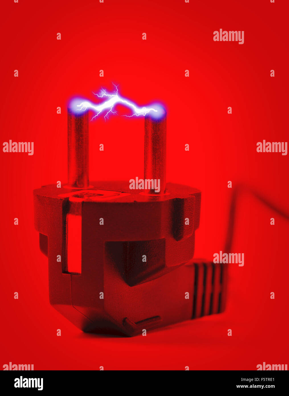 Concept of electricity. Electrical plug with lightning Stock Photo - Alamy