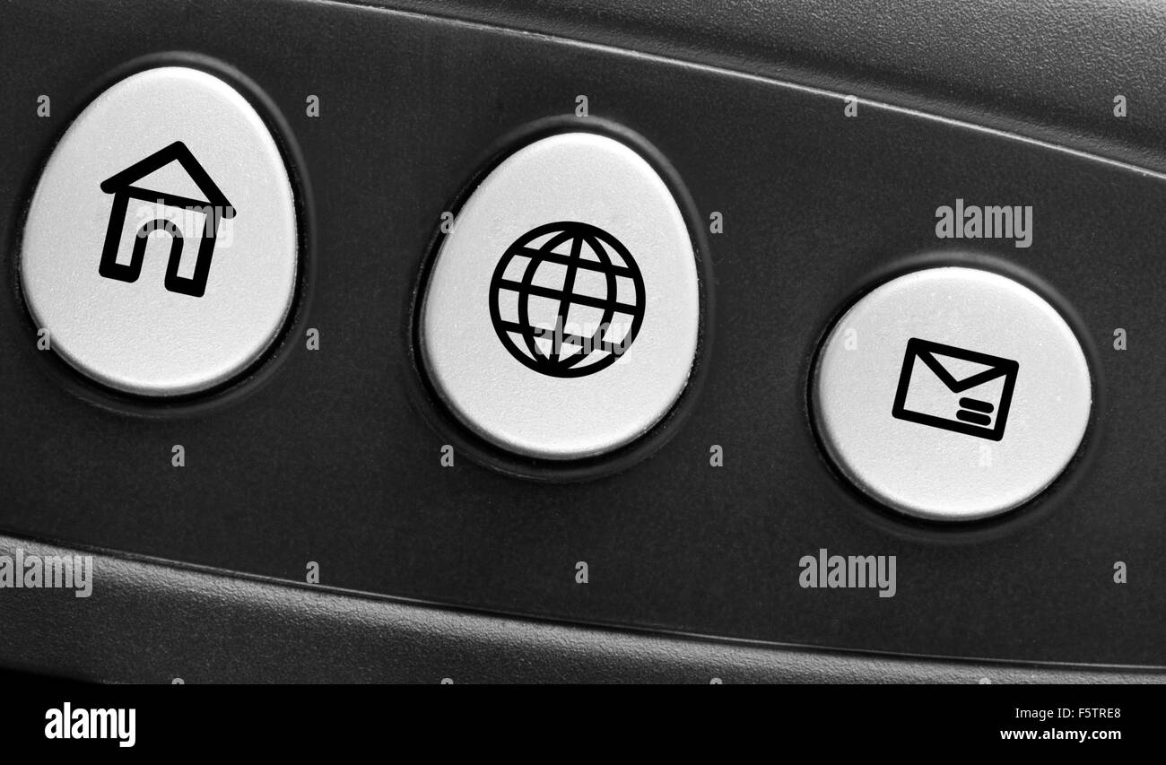 Computer keyboard concept - buttons with prefer internet icons Stock ...