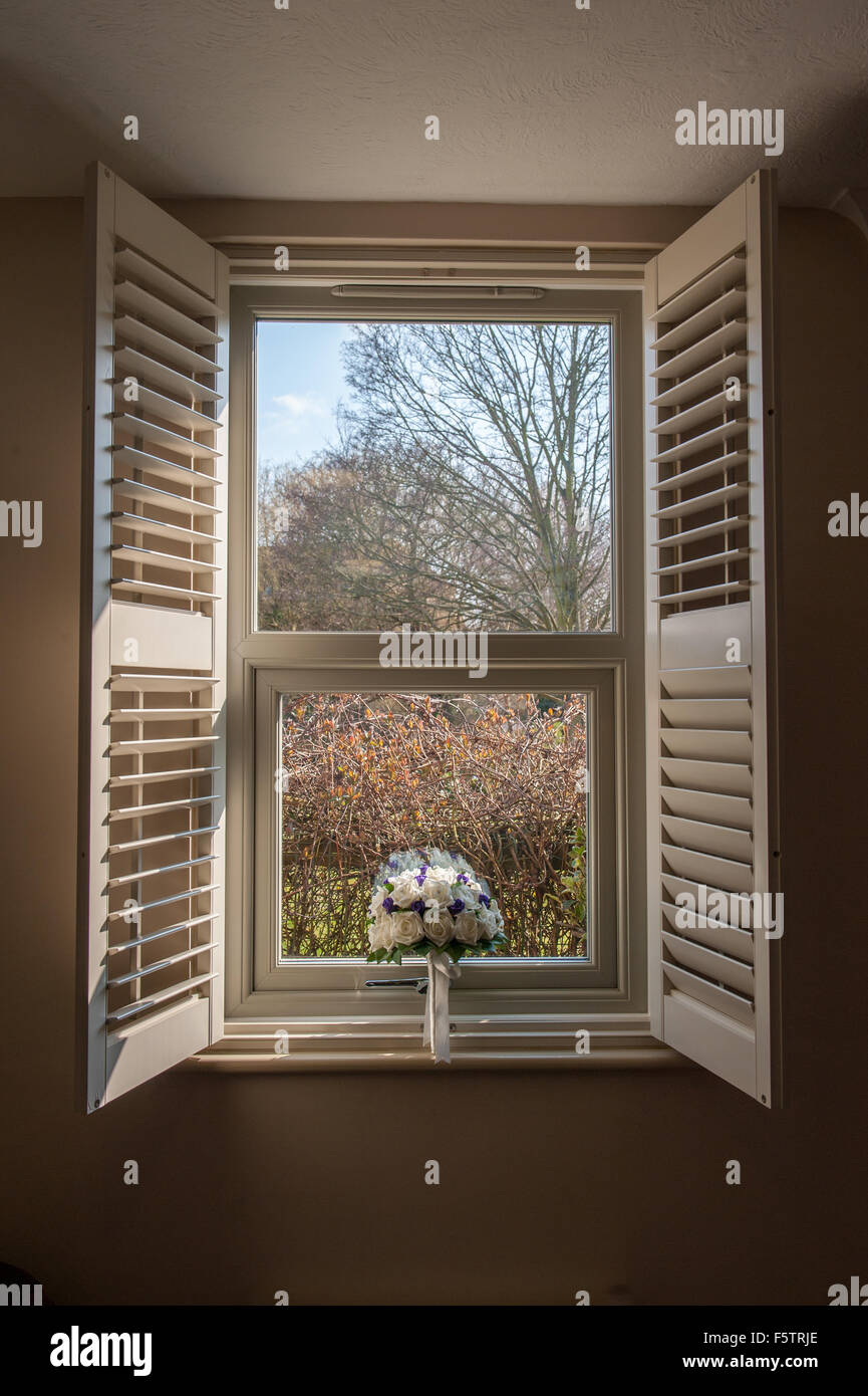 Window view and flowers Stock Photo - Alamy