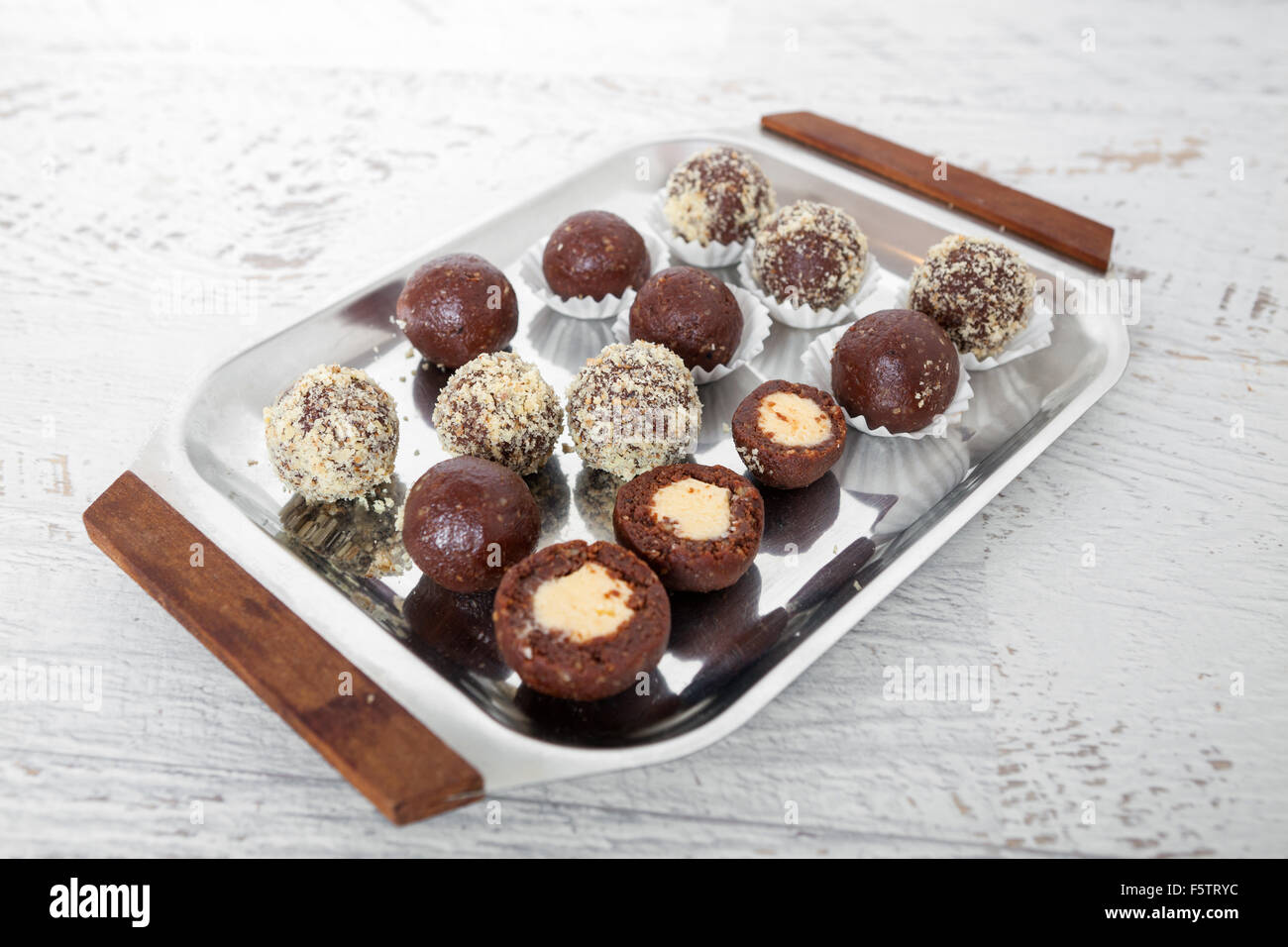 Chocolate ball with topping Stock Photo - Alamy