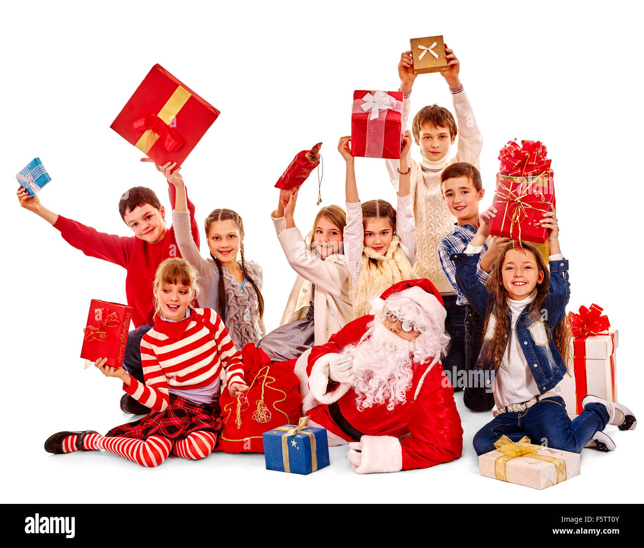 Group of children with Santa Claus Stock Photo - Alamy
