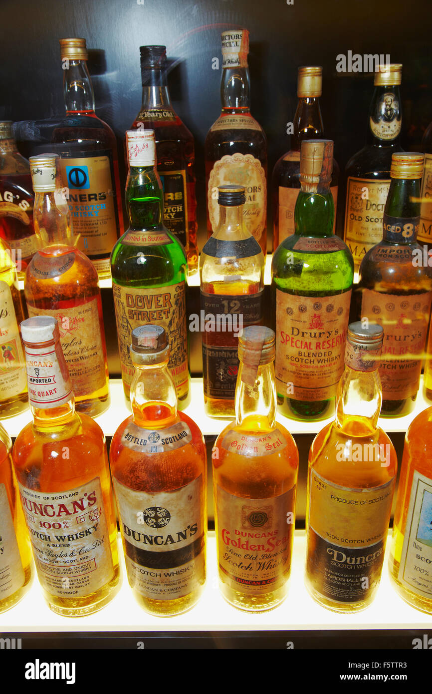 Collection of whisky bottles at the Scotch Whisky Experience, Edinburgh ...