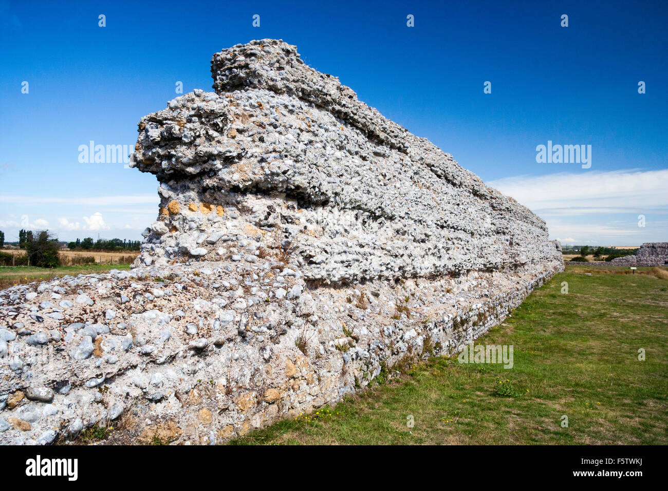 Richborough Roman castle, a 4th century Saxon Shore Fort. View along ...