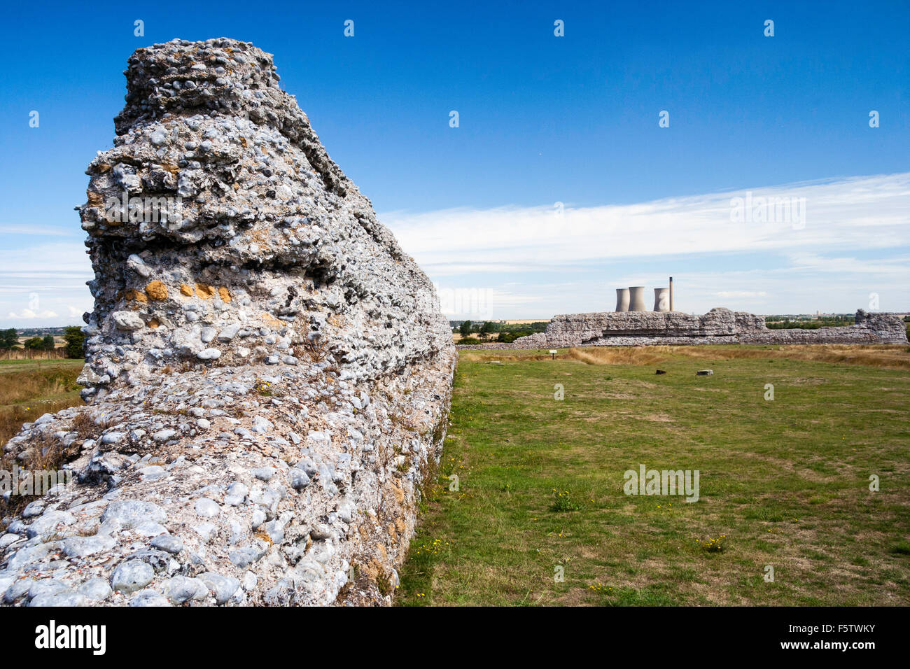 Richborough Roman castle, a 4th century Saxon Shore Fort. View along ...
