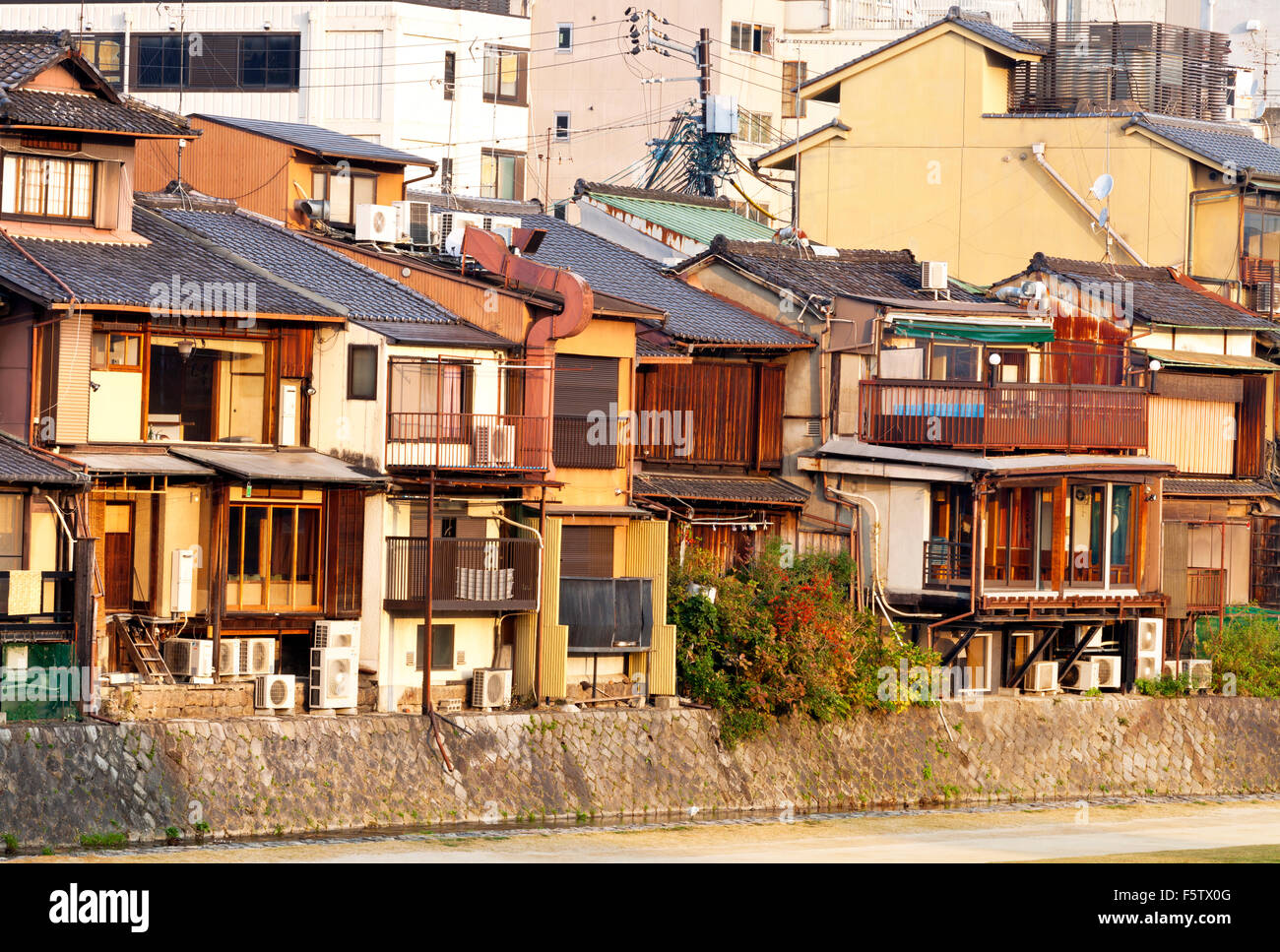 View of Kyoto riverside traditional houses Stock Photo - Alamy