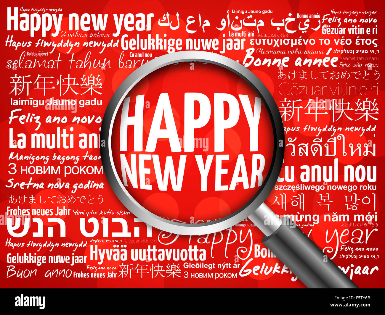Happy New Year in different languages, celebration word cloud greeting ...