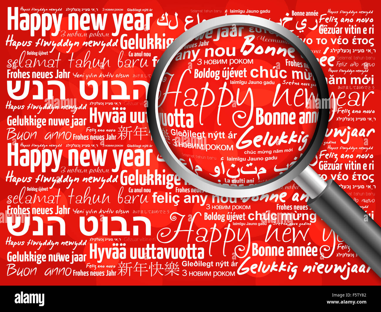 Happy New Year in different languages, celebration word cloud greeting ...